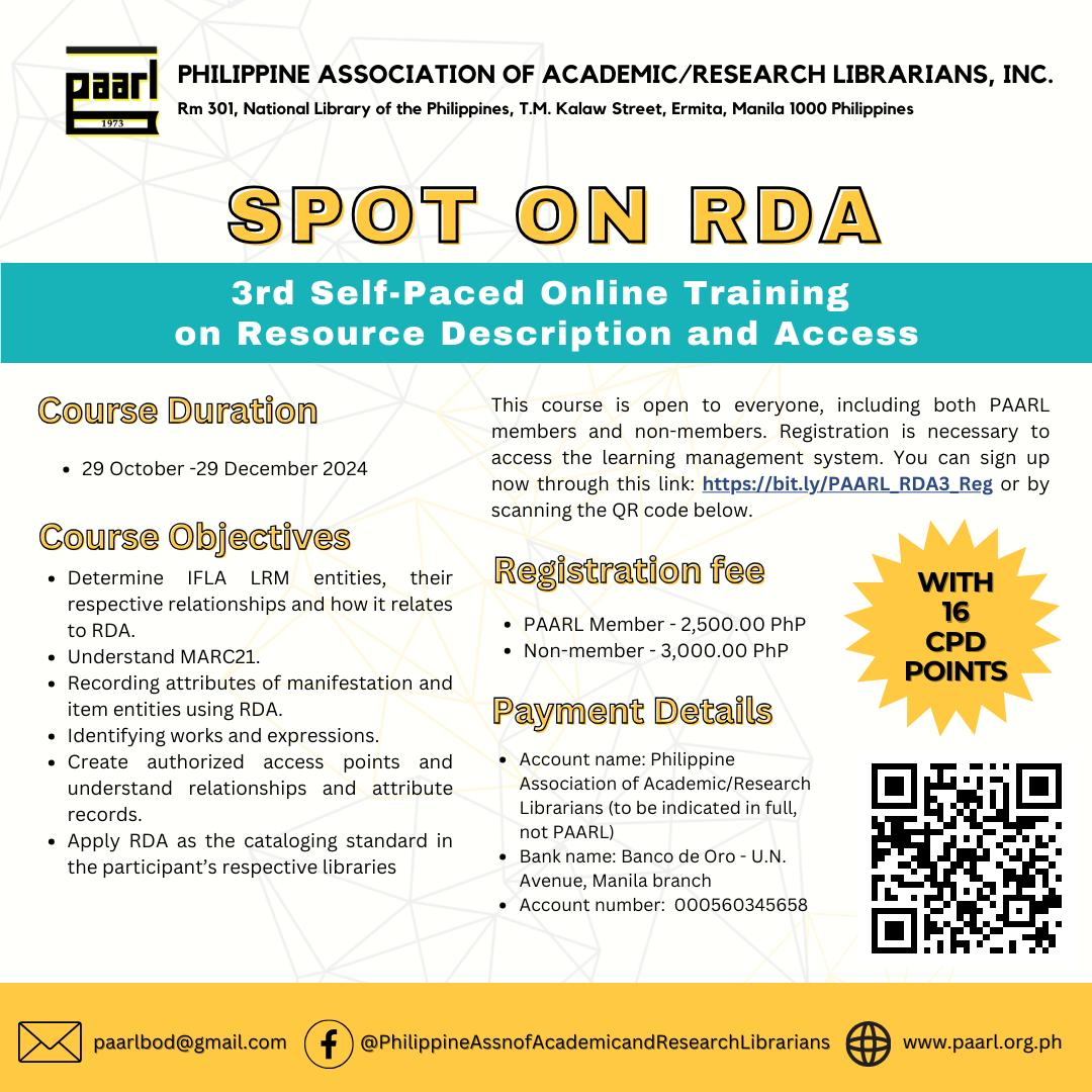 3rd Spot on RDA – Philippine Association of Academic / Research ...