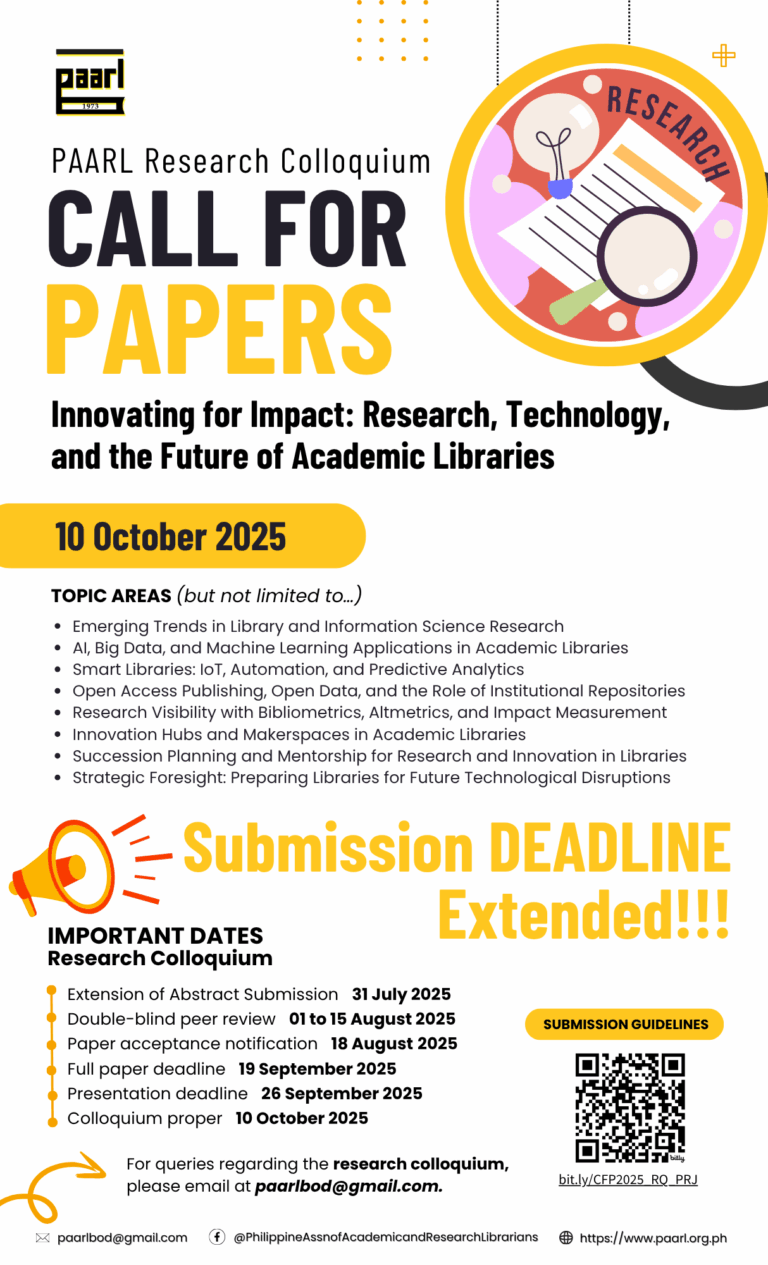 CALL FOR PAPERS: PAARL Research Colloquium 2025 – Philippine ...
