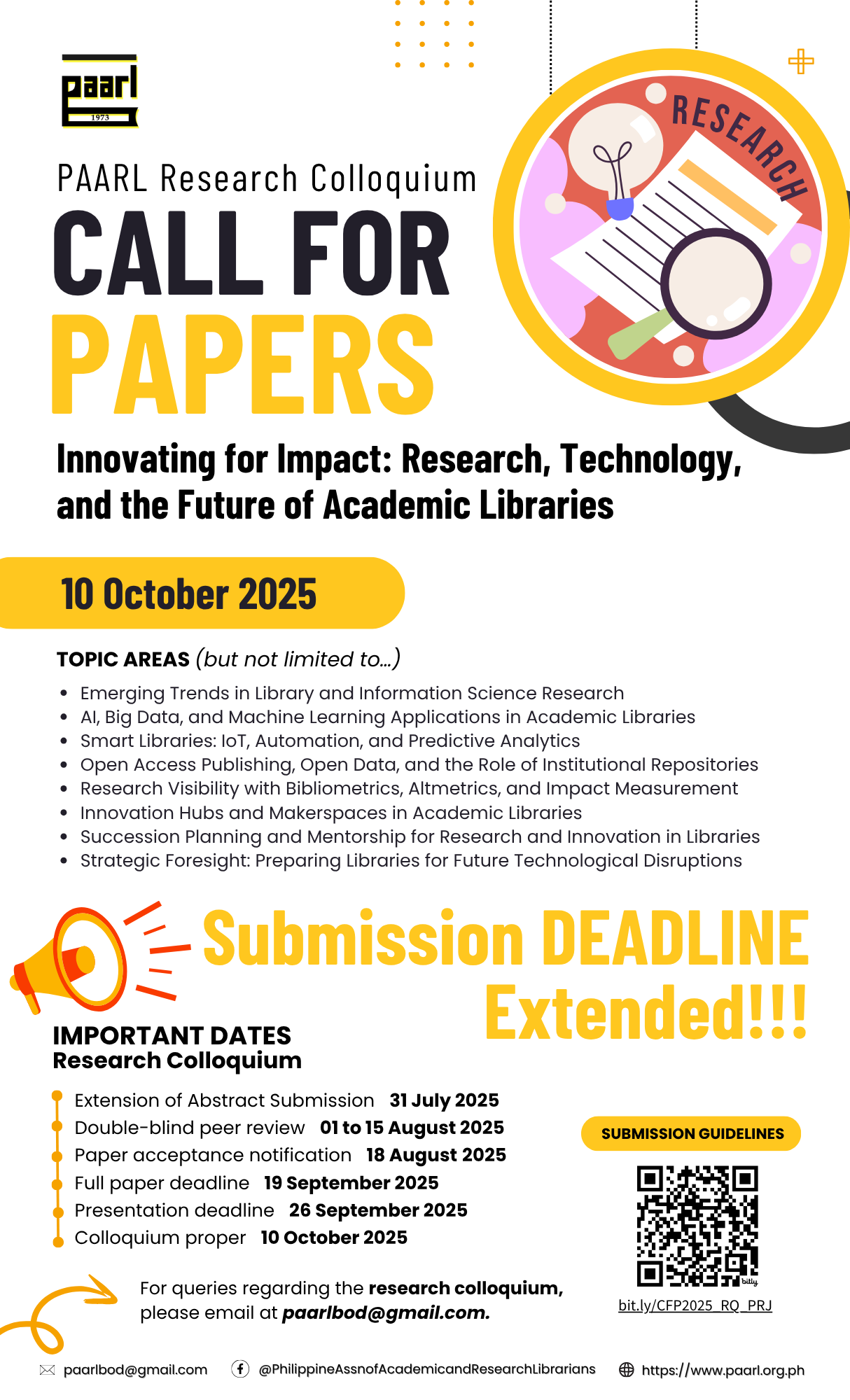 CALL FOR PAPERS: PAARL Research Colloquium 2025 – Philippine Association of Academic / Research ...